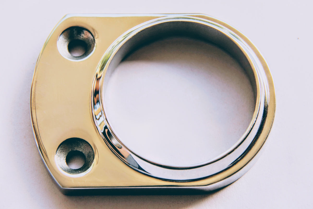Heavy Duty End Base Plate, 6mm thick cast, for 50.8mm tube, Mirror Pol ...